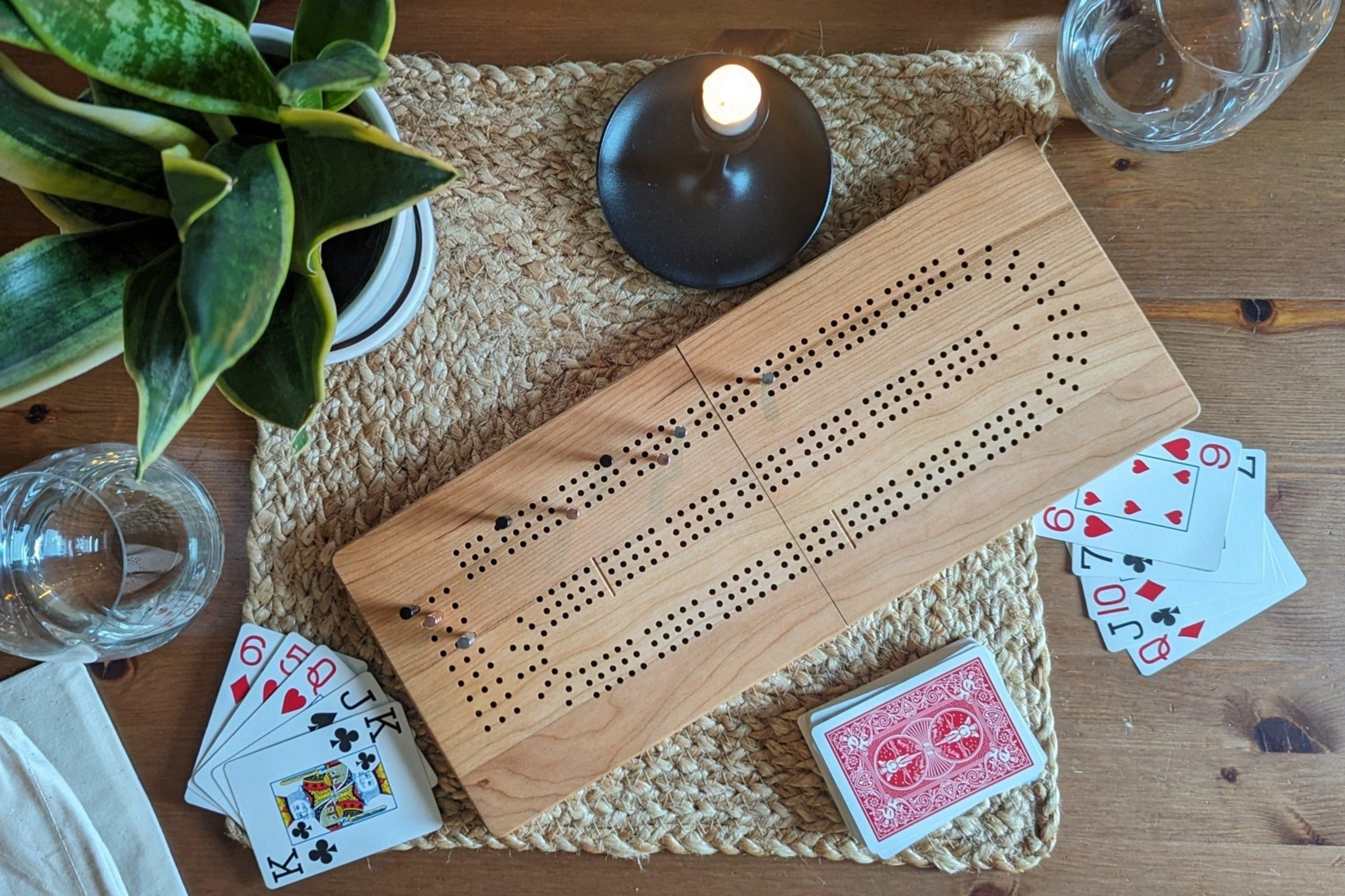 Portable Travel Cribbage Board 3 track- Canadian cherry – Wendy Creative