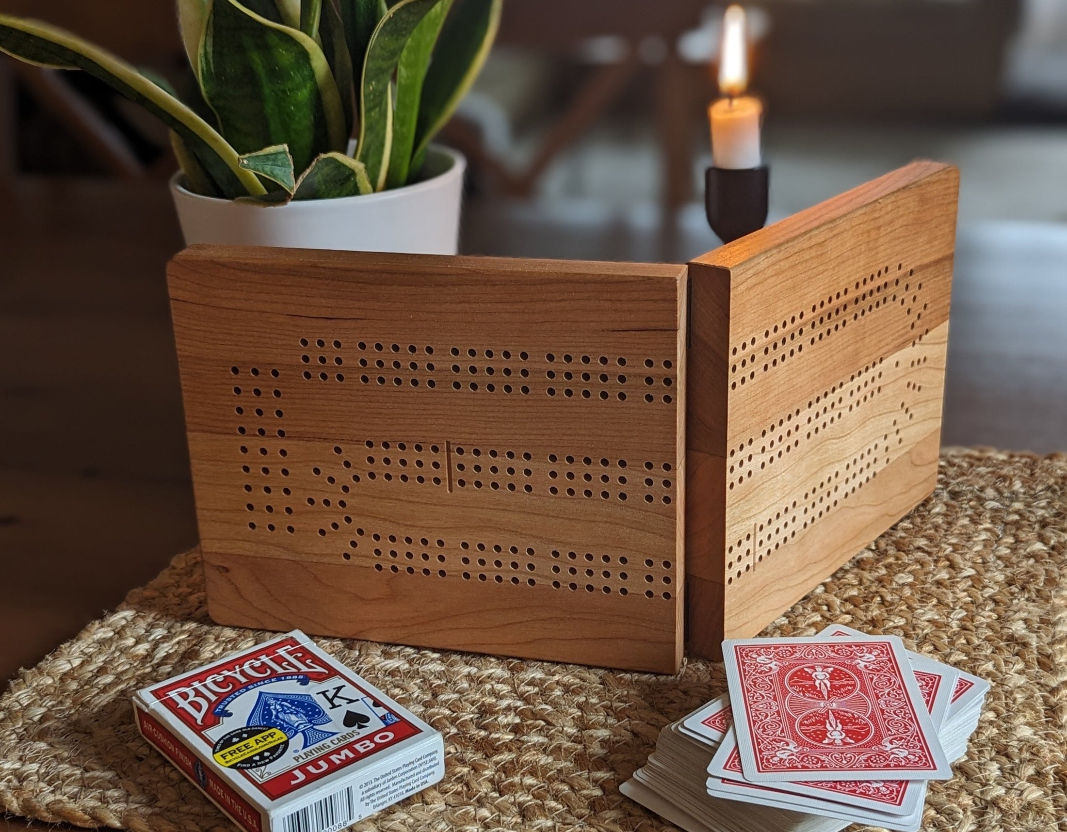 Portable Travel Cribbage Board 3 track- Canadian cherry – Wendy Creative