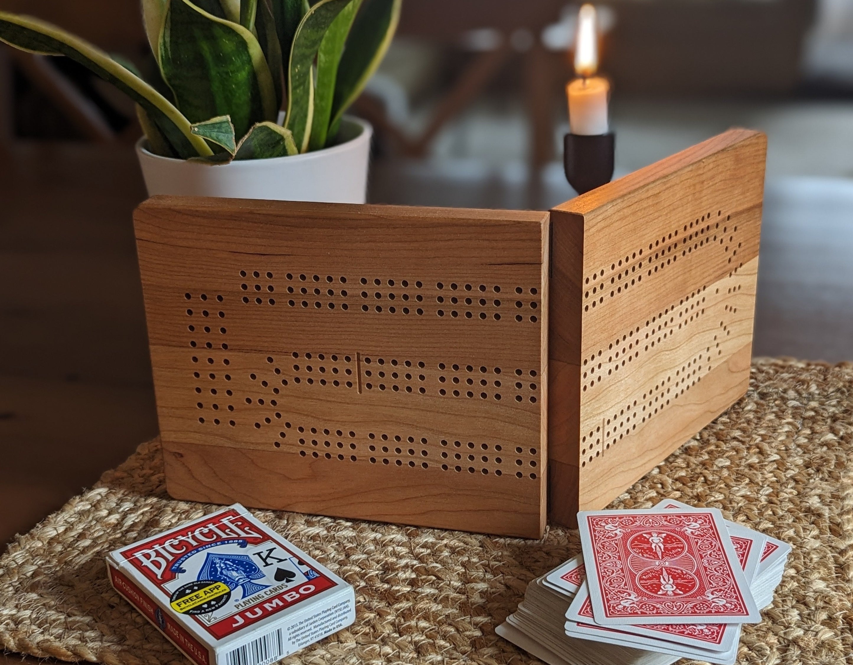 Portable Travel Cribbage Board 3 track- Canadian cherry – Wendy Creative